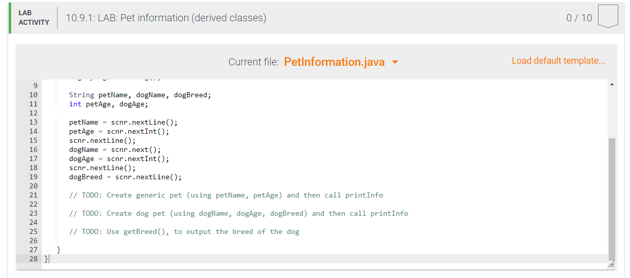 Solved: 10.9 LAB: Pet Information (derived Classes) The Ba... | Chegg.com