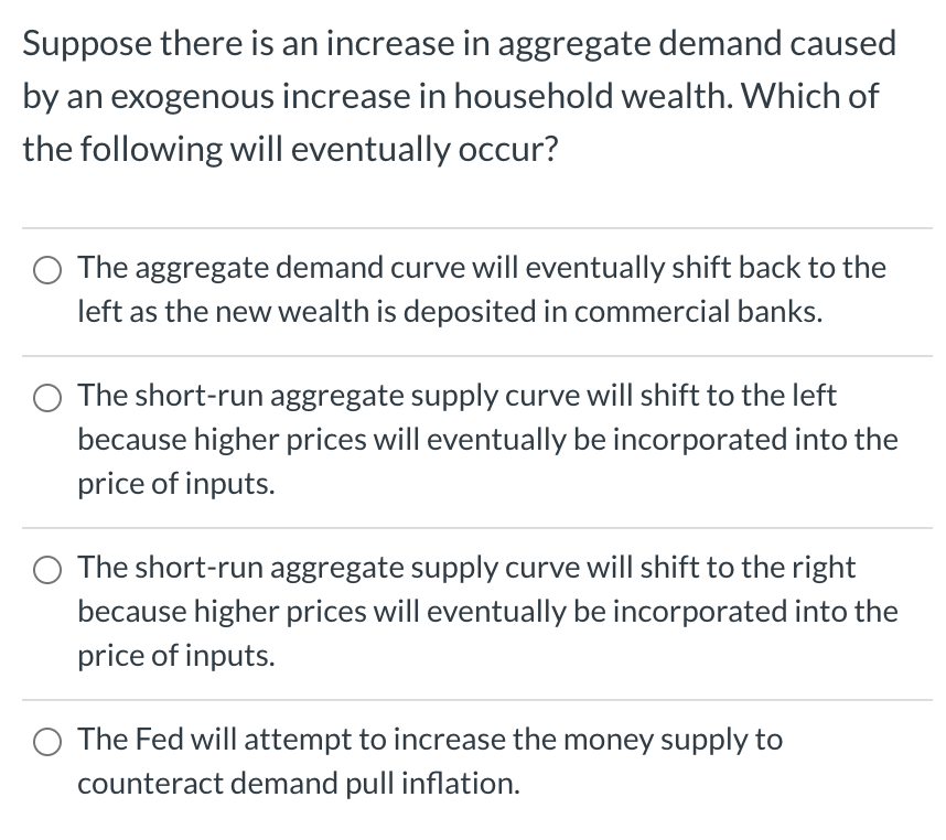 Solved Suppose there is an increase in aggregate demand | Chegg.com