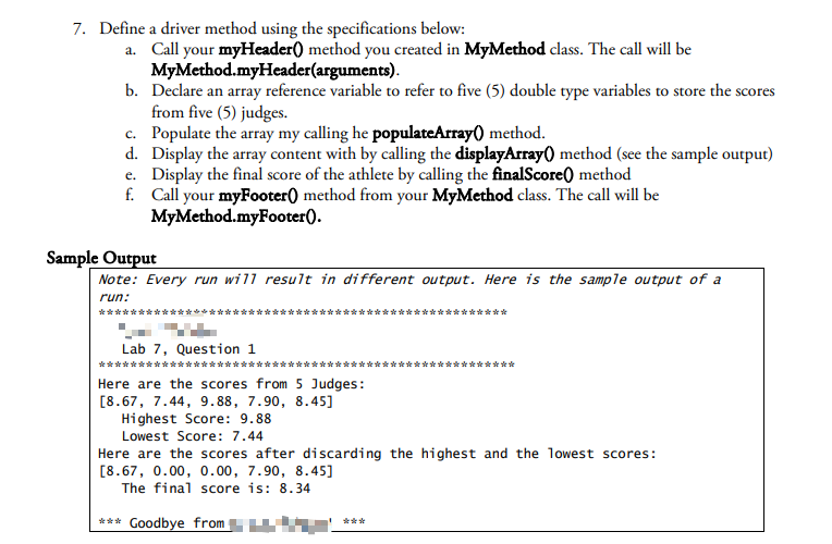 5 Lab Assignment Questions You will be using methods | Chegg.com