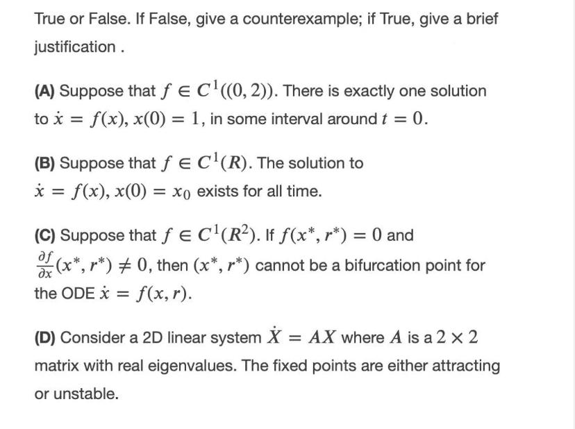 Solved True or False. If False, give a counterexample; if | Chegg.com