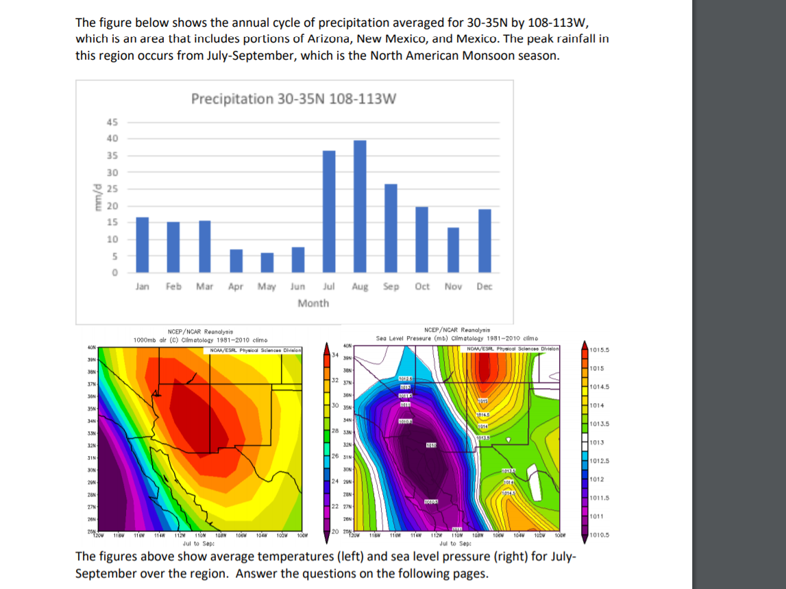Solved NCEP/NCAR Reanalysis 1000mb alr (C) Climatology | Chegg.com