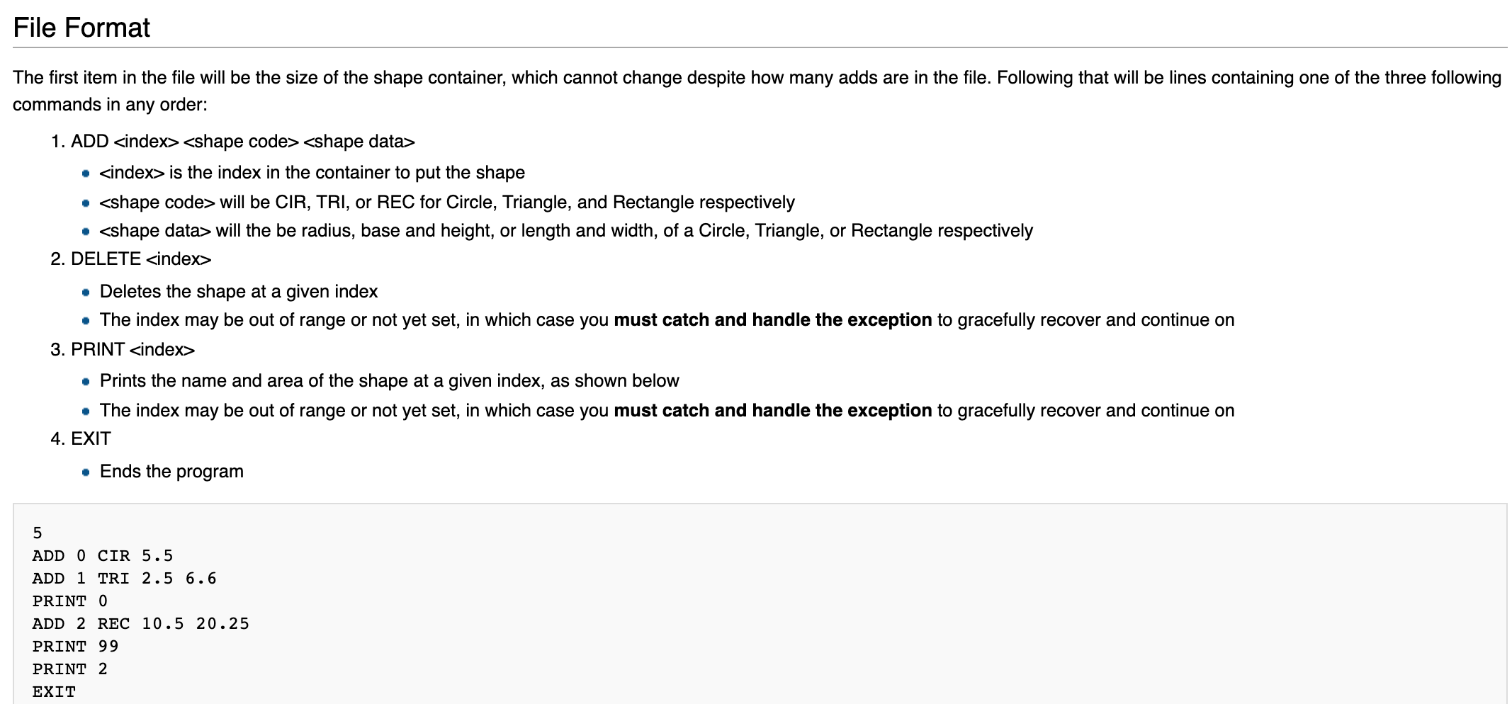 c++ program question: Shape Container - Interface | Chegg.com