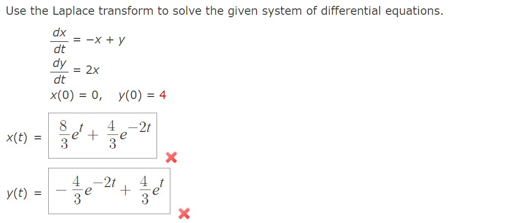 Solved Use the Laplace transform to solve the given system | Chegg.com