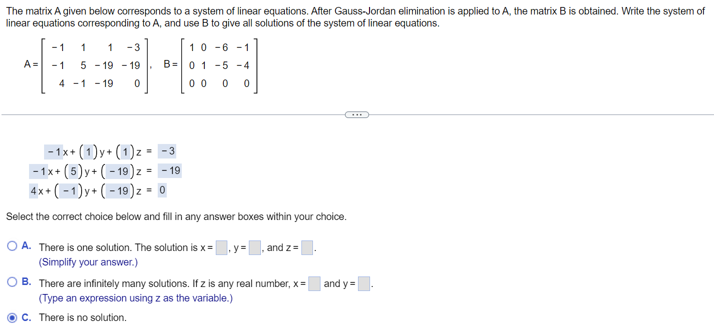 Solved The matrix A given below corresponds to a system of | Chegg.com