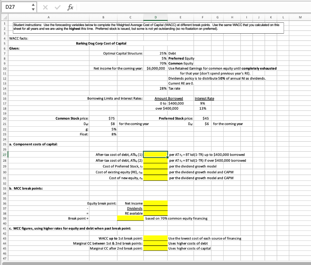 Solved PLEASE DISPLAY EXCEL FORMULAS | Chegg.com