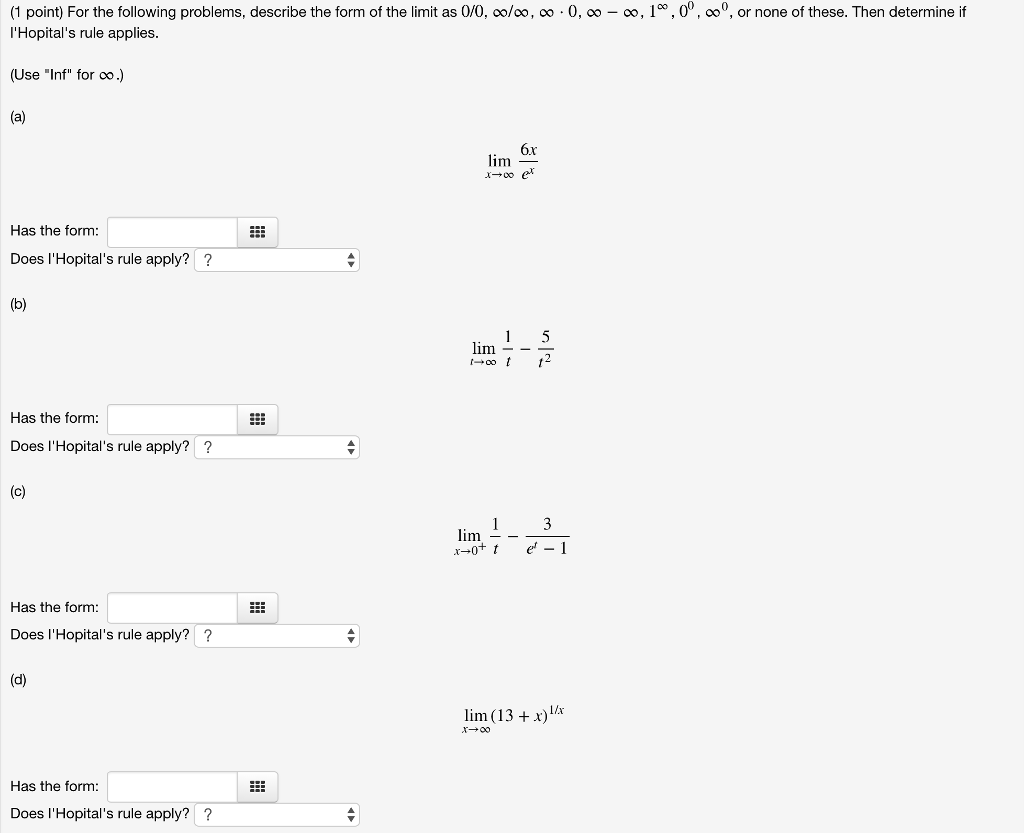 Solved (1 point) For the following problems, describe the | Chegg.com
