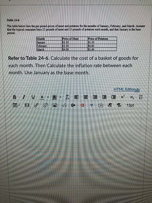 Solved Table 24-6 The table below lists the per pound prices | Chegg.com