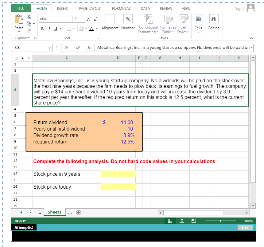 Solved FILE HOME INSERT PAGE LAYOUT FORMULAS DATA REVIEW | Chegg.com