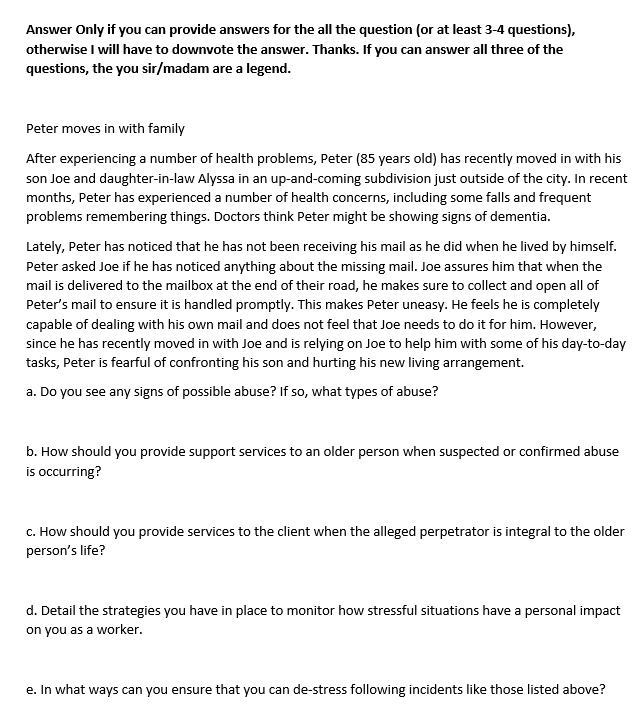 Solved Answer Only if you can provide answers for the all | Chegg.com