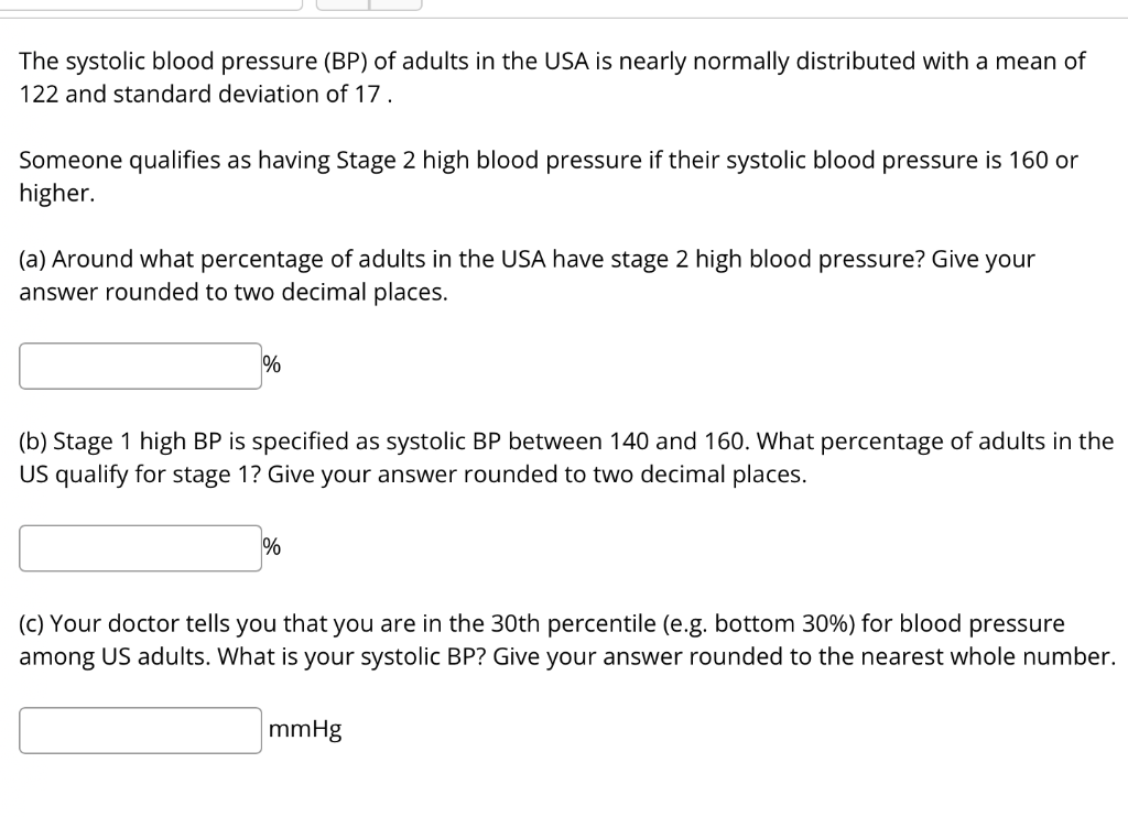 Solved The systolic blood pressure (BP) of adults in the USA | Chegg.com