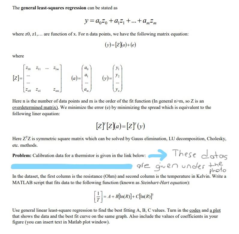 Solved The general least-squares regression can be stated as | Chegg.com