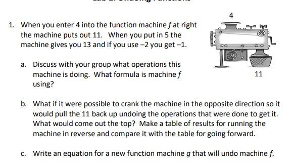Solved 1. When you enter 4 into the function machine f at | Chegg.com