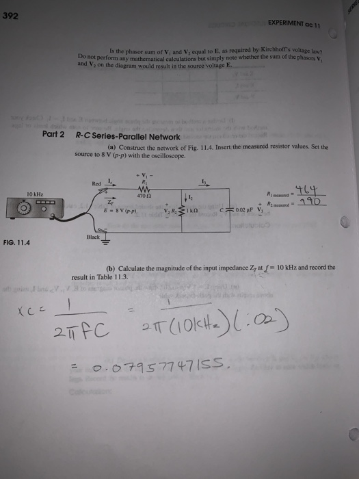 Solved Course and Section cto EXPERIMENT ac series-Parallel | Chegg.com