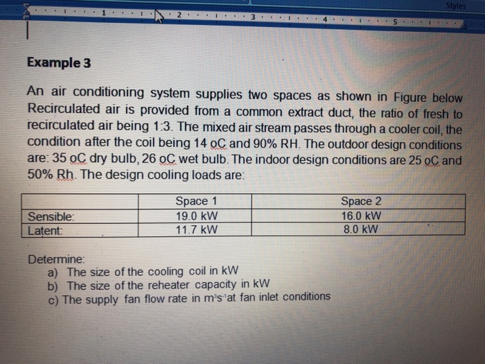 Styles Example 3 An air conditioning system supplies | Chegg.com