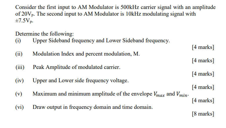 Solved Consider the first input to AM Modulator is 500kHz | Chegg.com