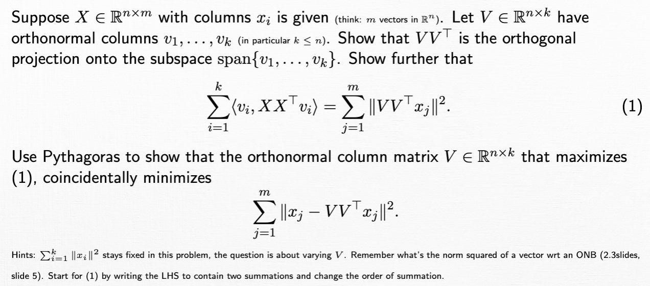 Solved Suppose X∈Rn×m with columns xi is given (think: m | Chegg.com