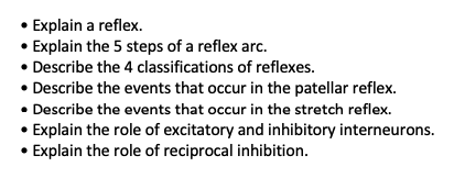 Solved - Explain a reflex. - Explain the 5 steps of a reflex | Chegg.com