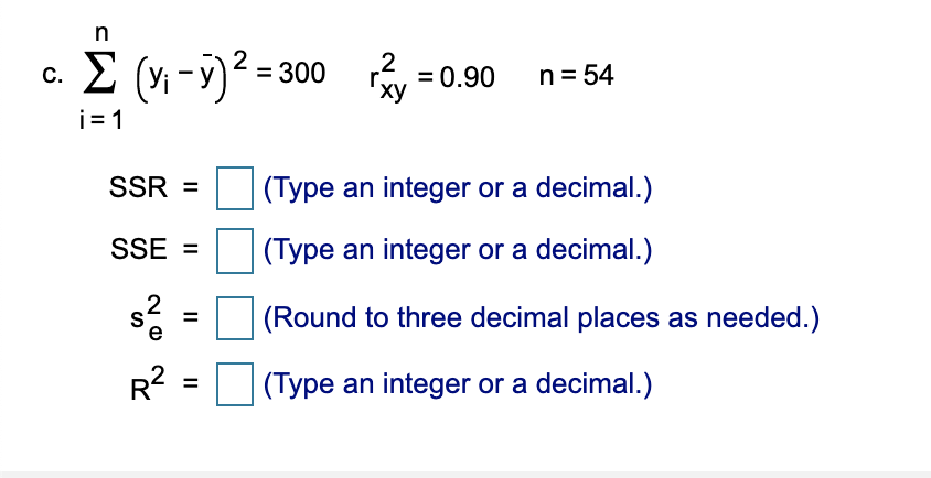 Solved Compute Ssr Sse S And The Coefficient Of