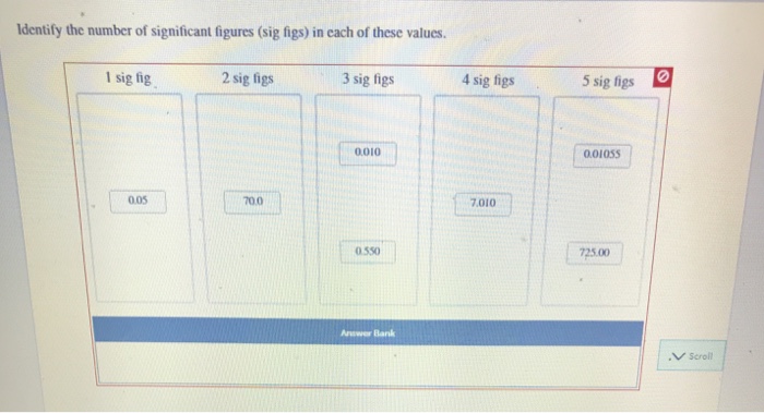 Solved Ildentify the number of significant figures (sig | Chegg.com