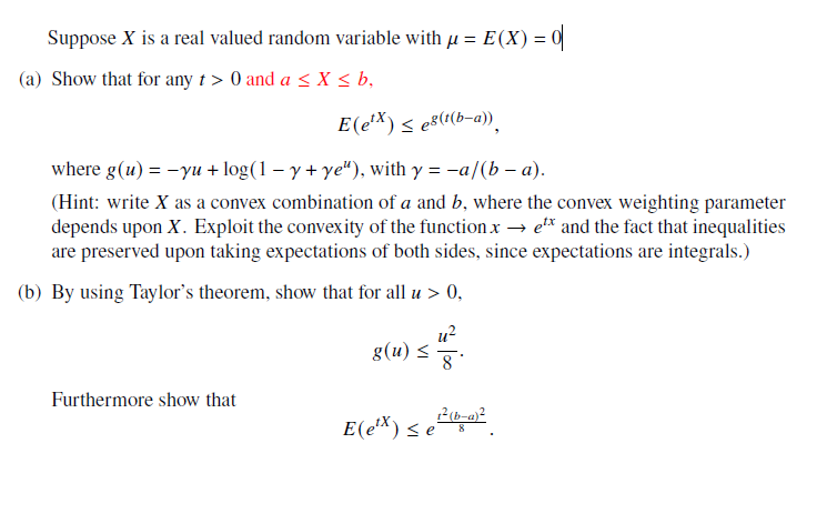 Solved Suppose X is a real valued random variable with u = | Chegg.com