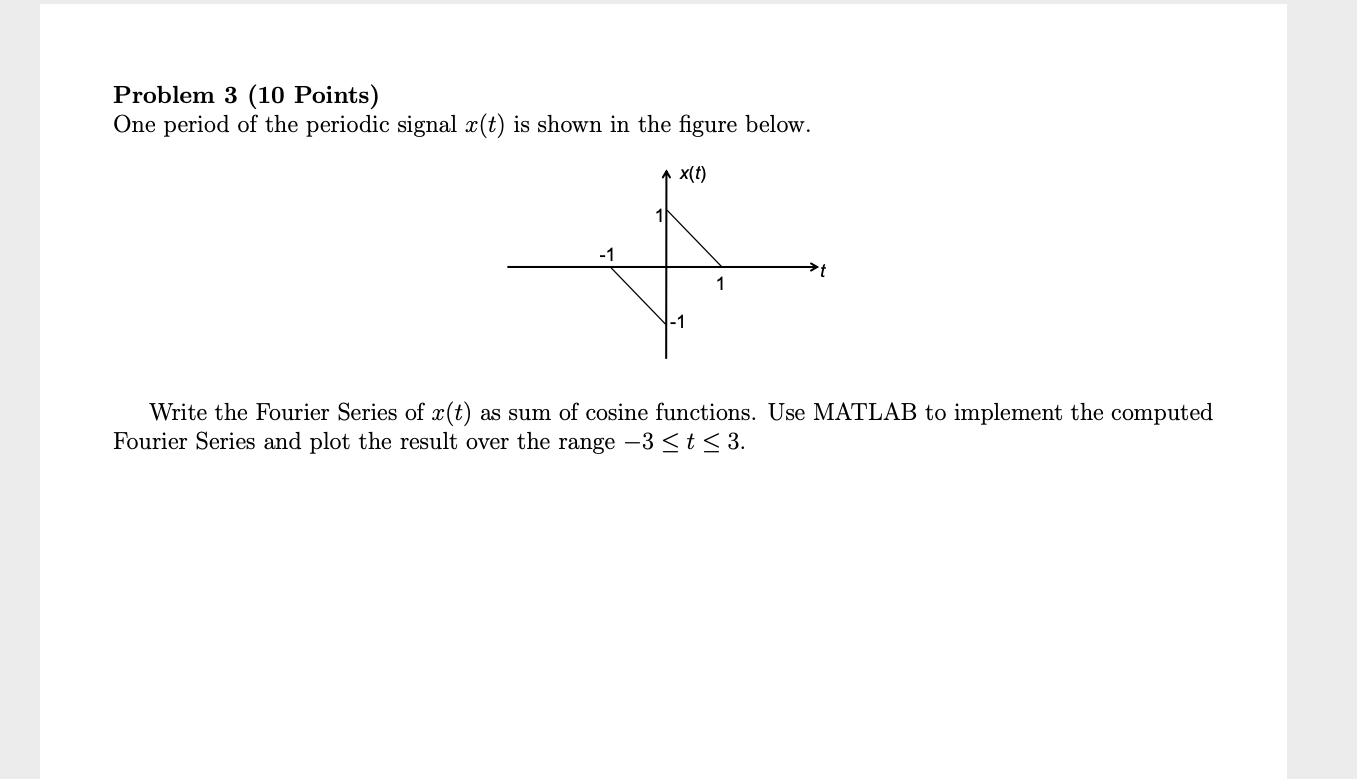Problem 3 (10 Points) One period of the periodic | Chegg.com