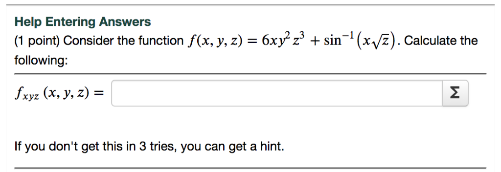 Solved Help Entering Answers (1 point) Consider the function | Chegg.com