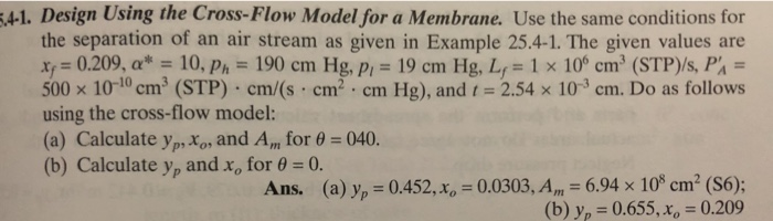 41. Design Using the Cross-Flow Model for a Membrane. | Chegg.com