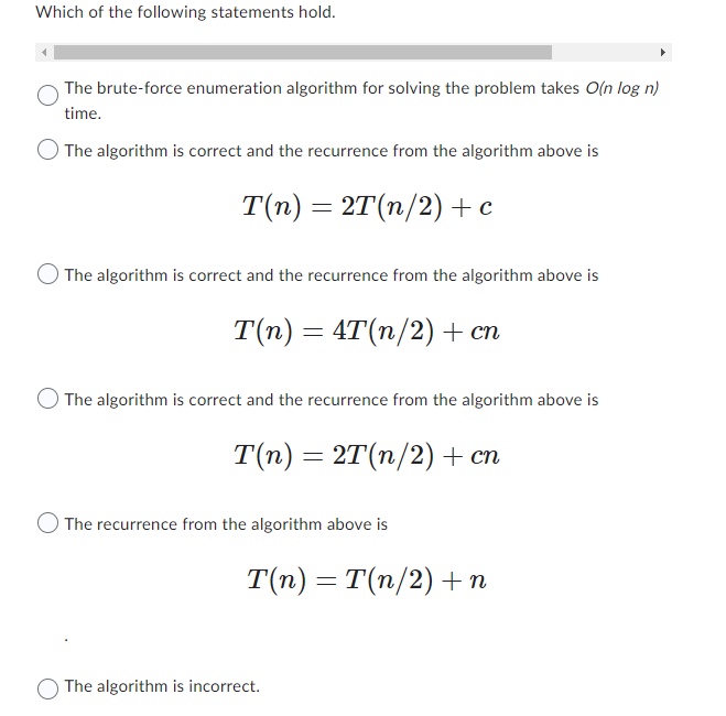 Solved Which of the following statements hold. The | Chegg.com