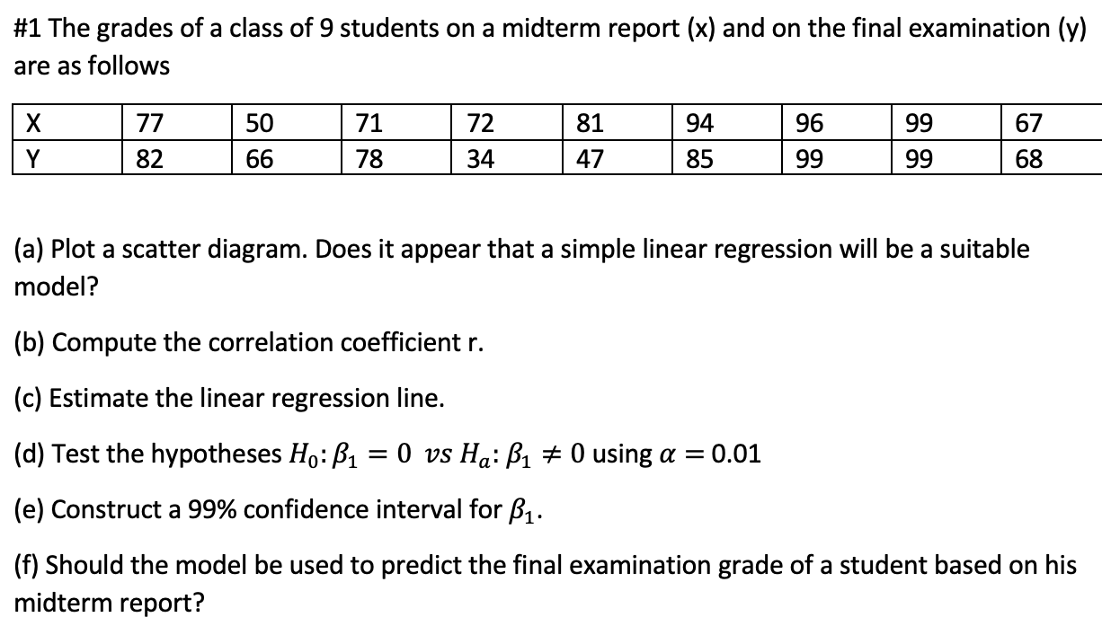 Solved #1 The grades of a class of 9 students on a midterm | Chegg.com