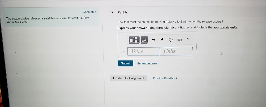 Solved Constants Part A The space shuttle releases a | Chegg.com