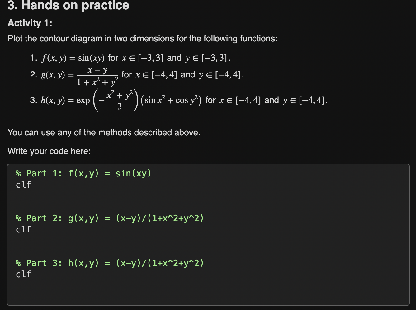 Solved letivity 1: Pot the contour diagram in two dimensions | Chegg.com