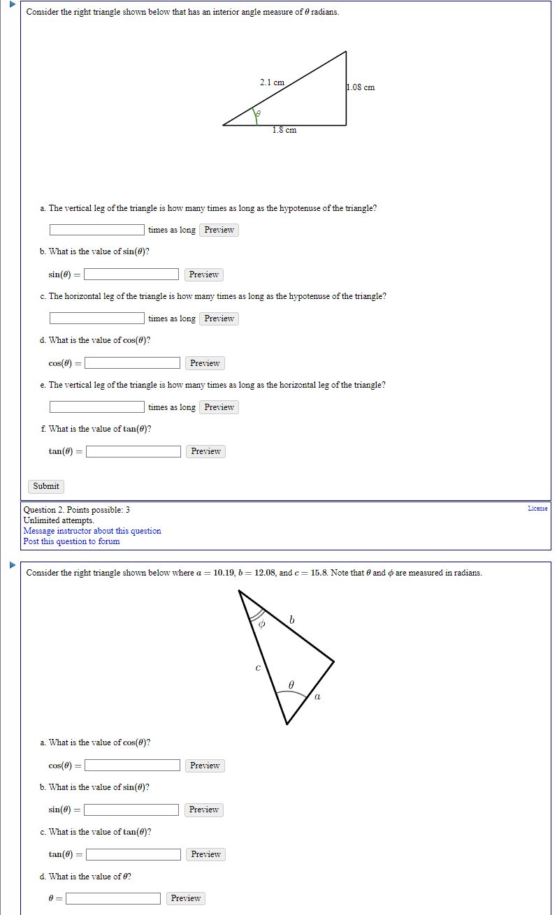 Solved Consider the right triangle shown below that has an | Chegg.com