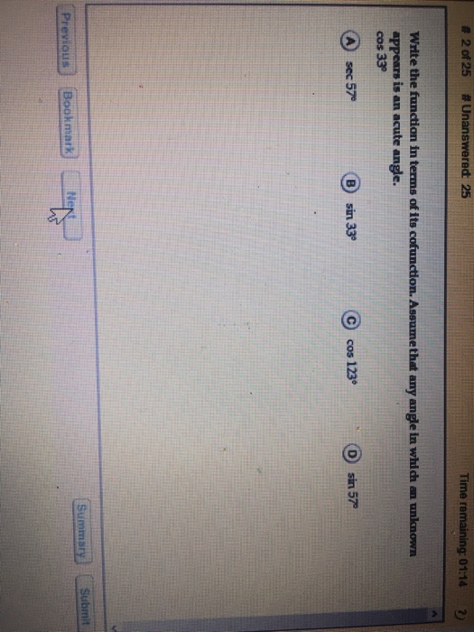 Solved Write The Function In Terms Of Its Co Function