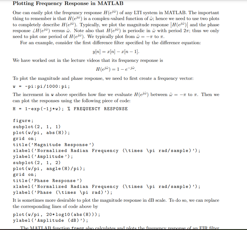 ***MATLAB CODE: ALL PARTS ARE RELATED AND THE CODE IS | Chegg.com