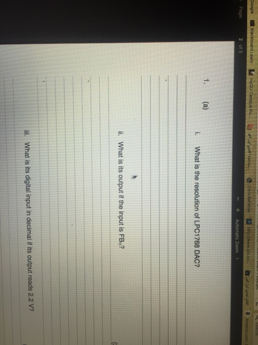 Solved i. What is the resolution of LPC1768 DAC? Ii. What | Chegg.com