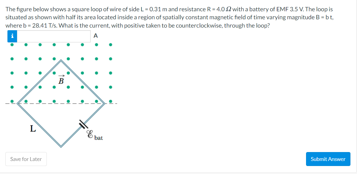 Solved The figure below shows a square loop of wire of side | Chegg.com