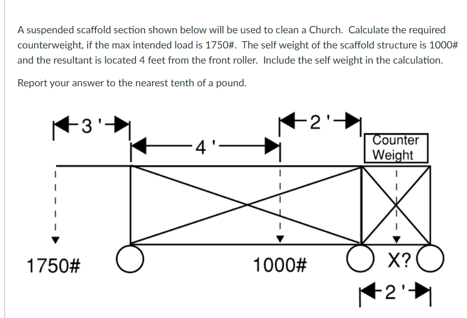 Solved A suspended scaffold section shown below will be used | Chegg.com