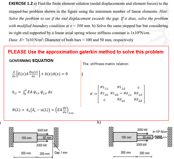 Solved EXERCISE 1.2 a) Find the finite element solution | Chegg.com
