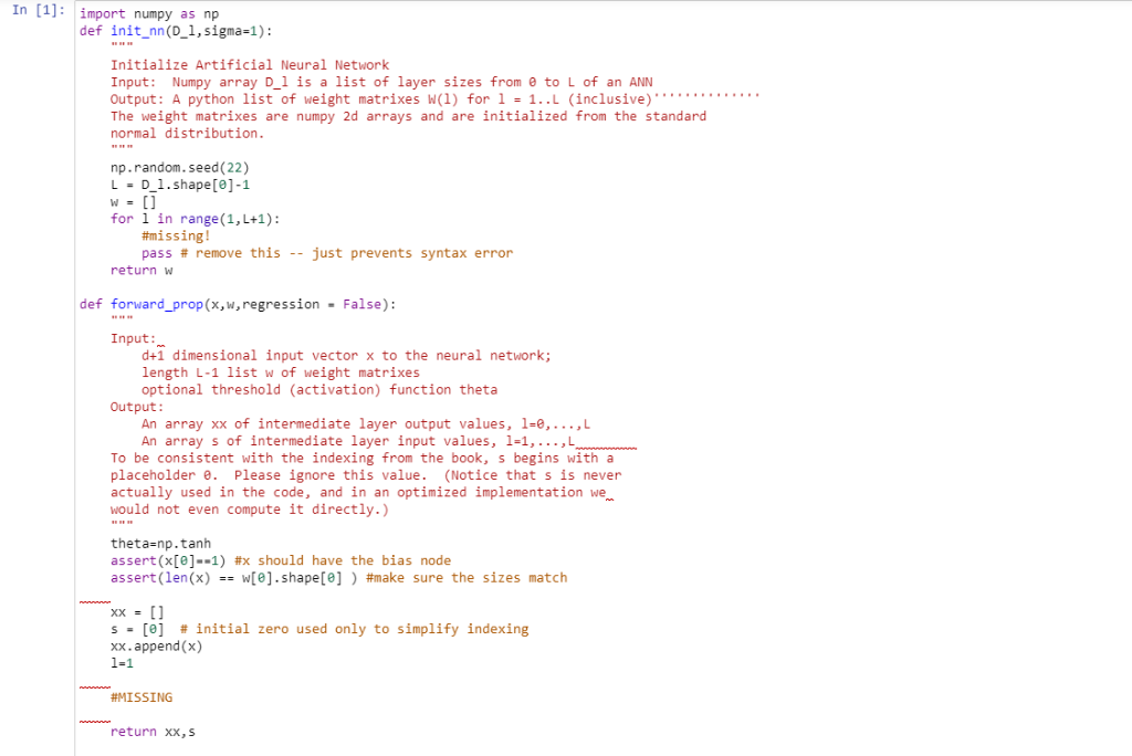 import numpy as np def init nn(D_1,sigma-1): | Chegg.com