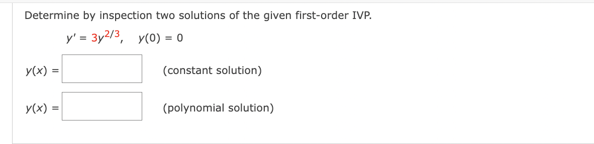 Solved Determine by inspection two solutions of the given | Chegg.com