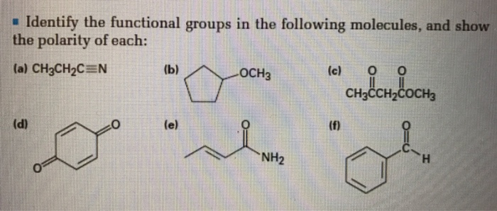 Solved Identify the functional groups in the following | Chegg.com
