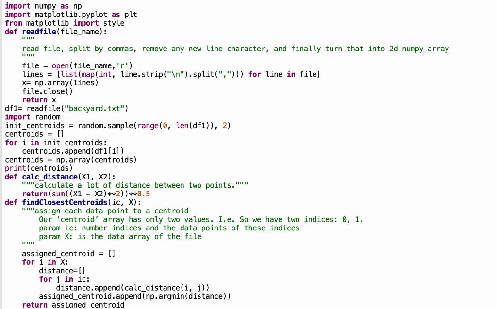 Solved I made a k-mean algorithm the program already know | Chegg.com