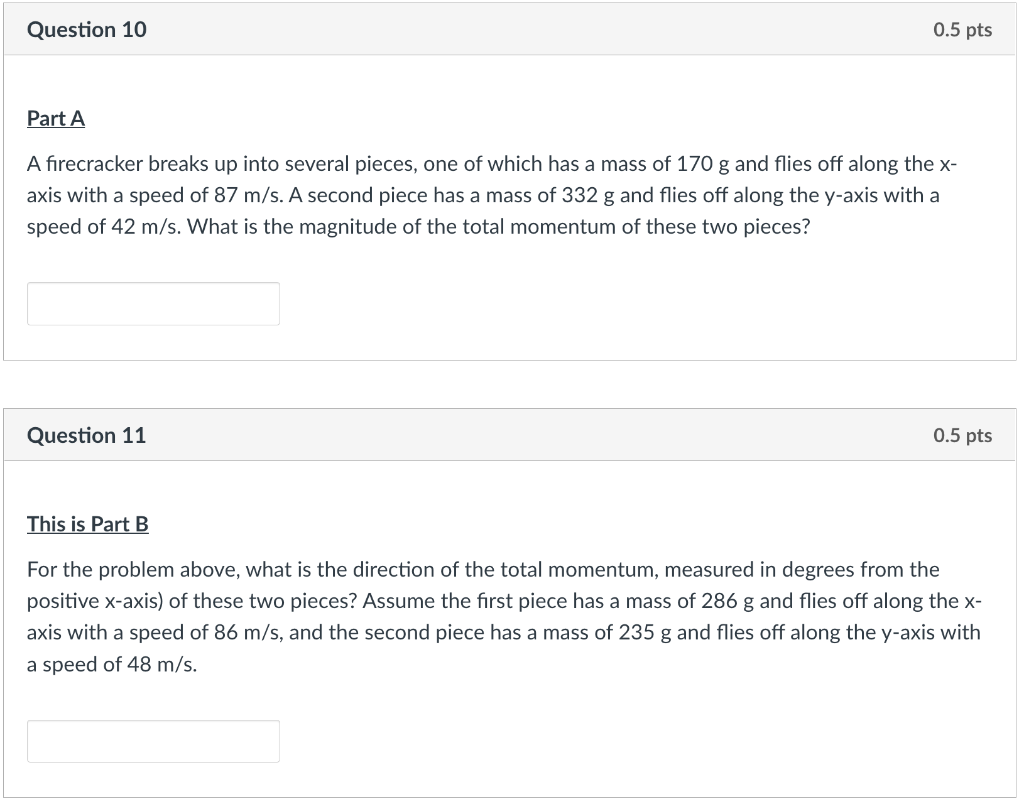 Solved A firecracker breaks up into several pieces, one of | Chegg.com