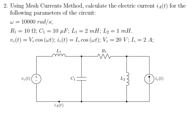 Solved 2. Using Mesh Currents Method, calculate the electric | Chegg.com