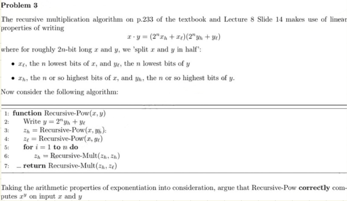 Solved The recursive multiplication algorithm on p.233 of | Chegg.com