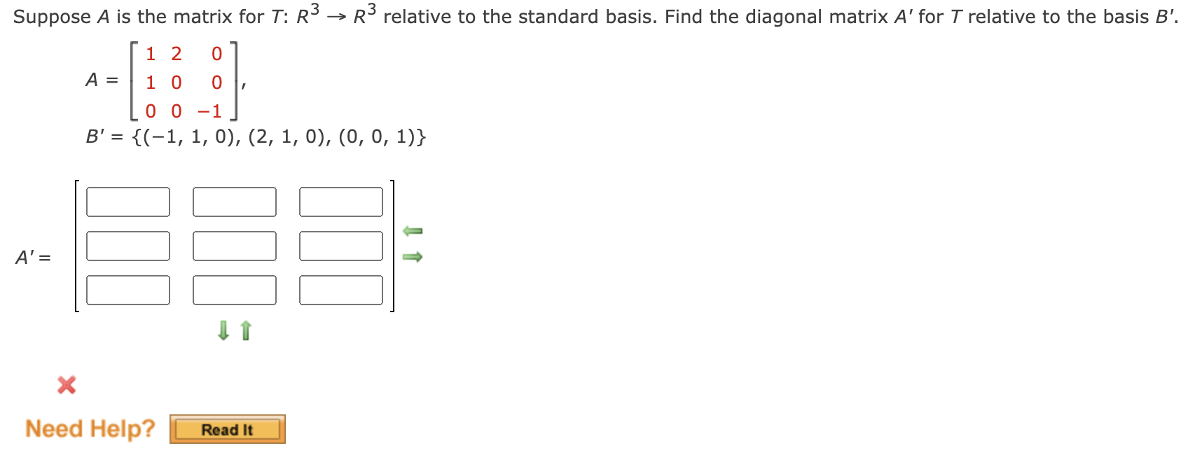 Solved Suppose A is the matrix for T:R3→R3 relative to the | Chegg.com