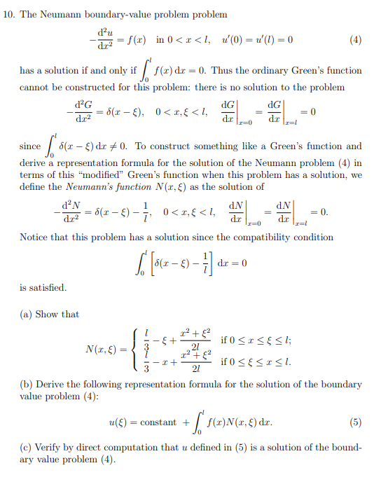 The Neumann boundary-value problem problem − d 2u dx | Chegg.com