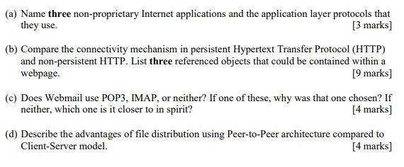 Solved (a) Name three non-proprietary Internet applications | Chegg.com