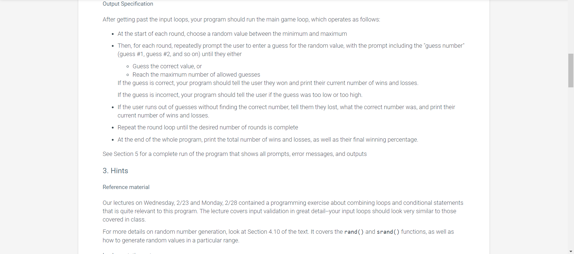 Solved 4.22 Program 4: Guessing Game 1. Introduction In this | Chegg.com