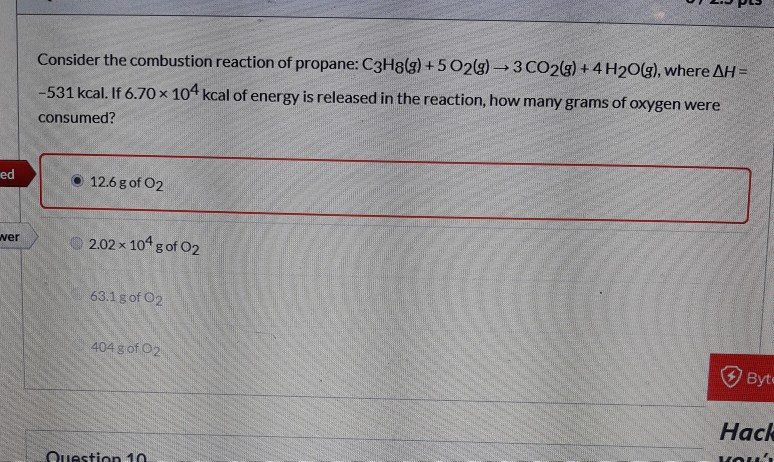 Solved Consider the combustion reaction of propane: C3H8(g)+ | Chegg.com
